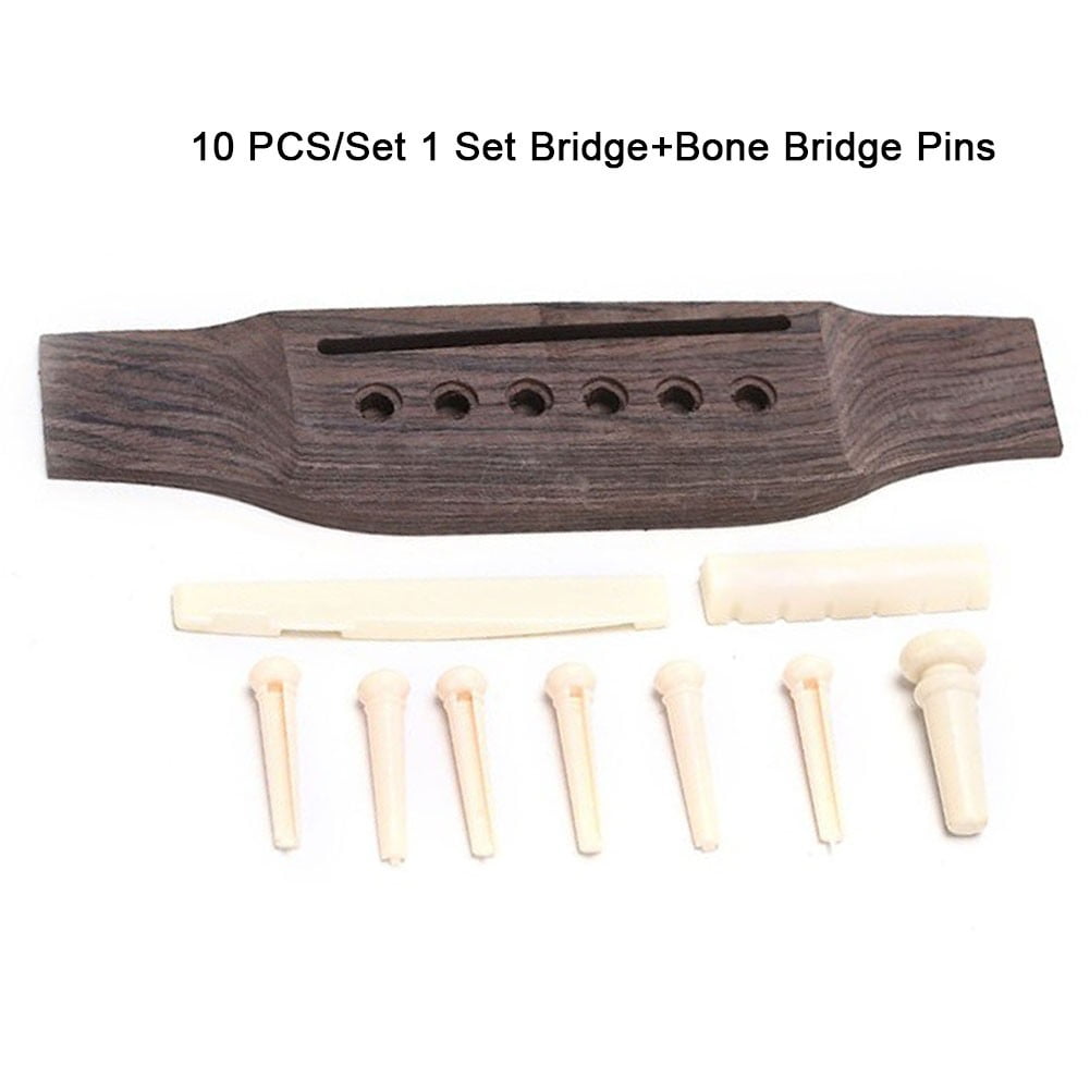 Acoustic Guitar Bridge Pins Saddle Nut Sets Wood Upper Lower String ...