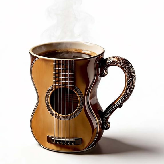 Acoustic Guitar Mug, 3D Resin Folk Music Coffee Cup, Creative ...