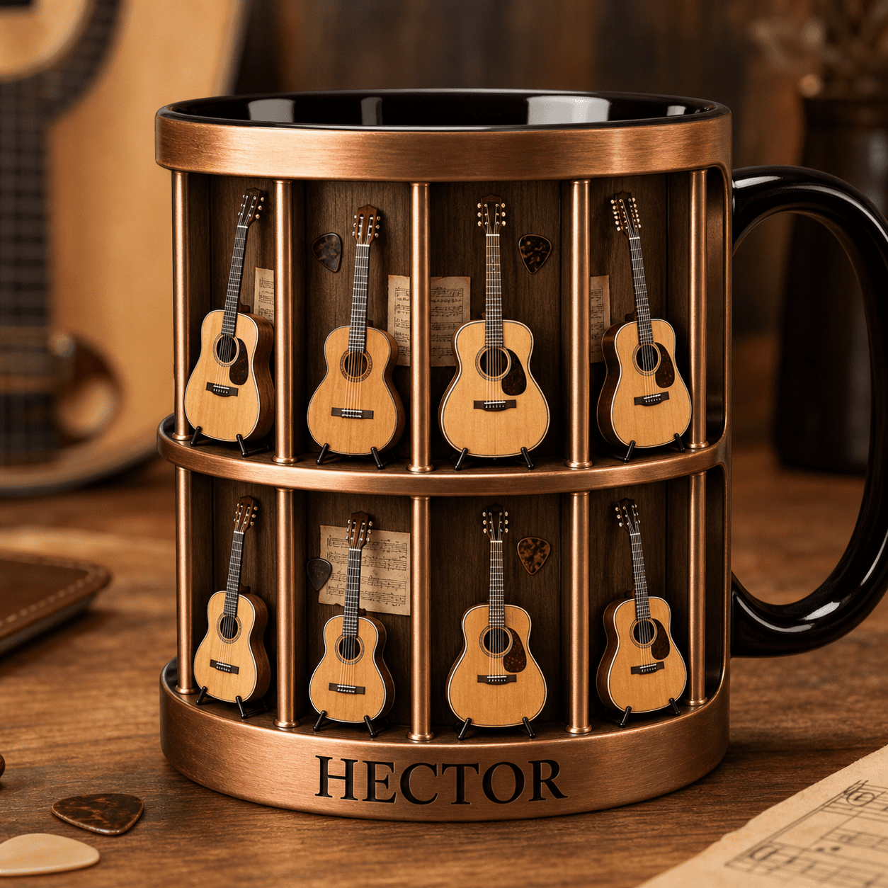 Acoustic Guitar Mug Personalized Accent Mug for Dad, Musician Gift for ...