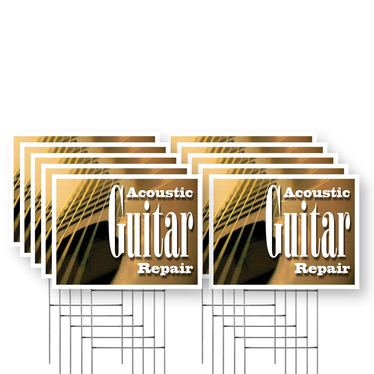 Acoustic Guitar Repair Yard Sign 10 Pack of 12 Inch x 16 Inch Single ...