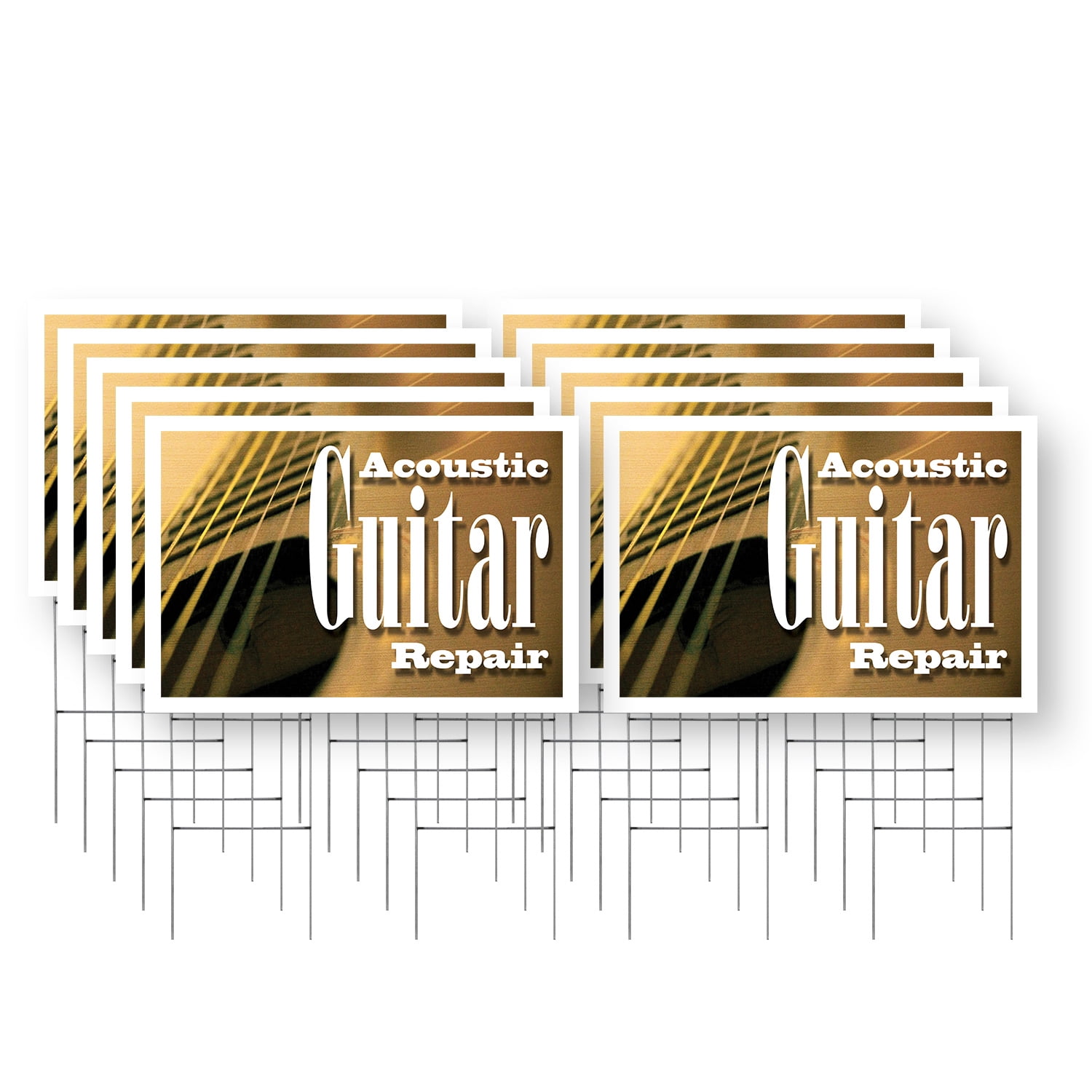 Acoustic Guitar Repair Yard Sign 10 Pack of 24 Inch x 36 Inch Double ...