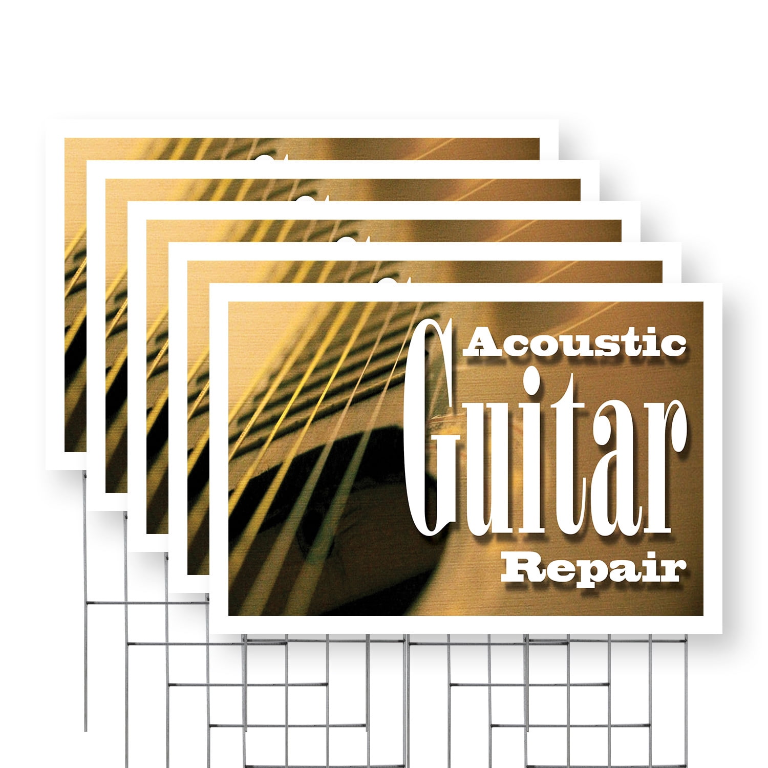 Acoustic Guitar Repair Yard Sign 5 Pack of 24 Inch x 36 Inch Double ...