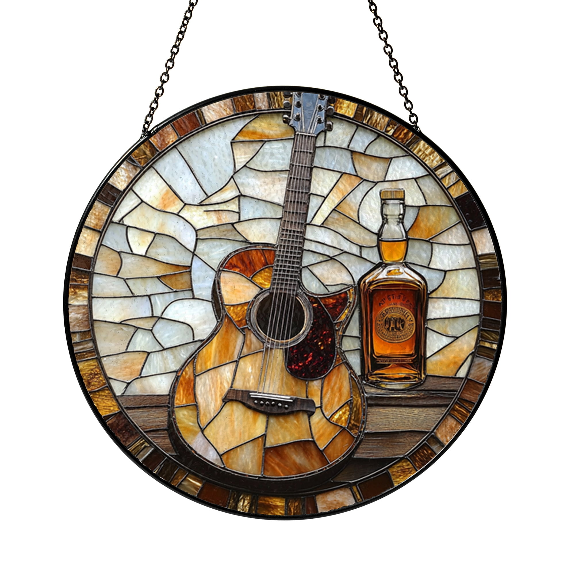 Acoustic Guitar Stained Glass Suncatcher Window Hanging, Music Inspired ...