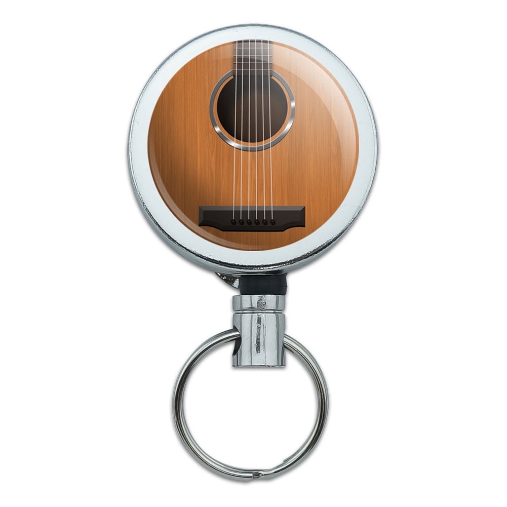 Acoustic Guitar Strings Retractable Belt Clip Badge Key Holder ...