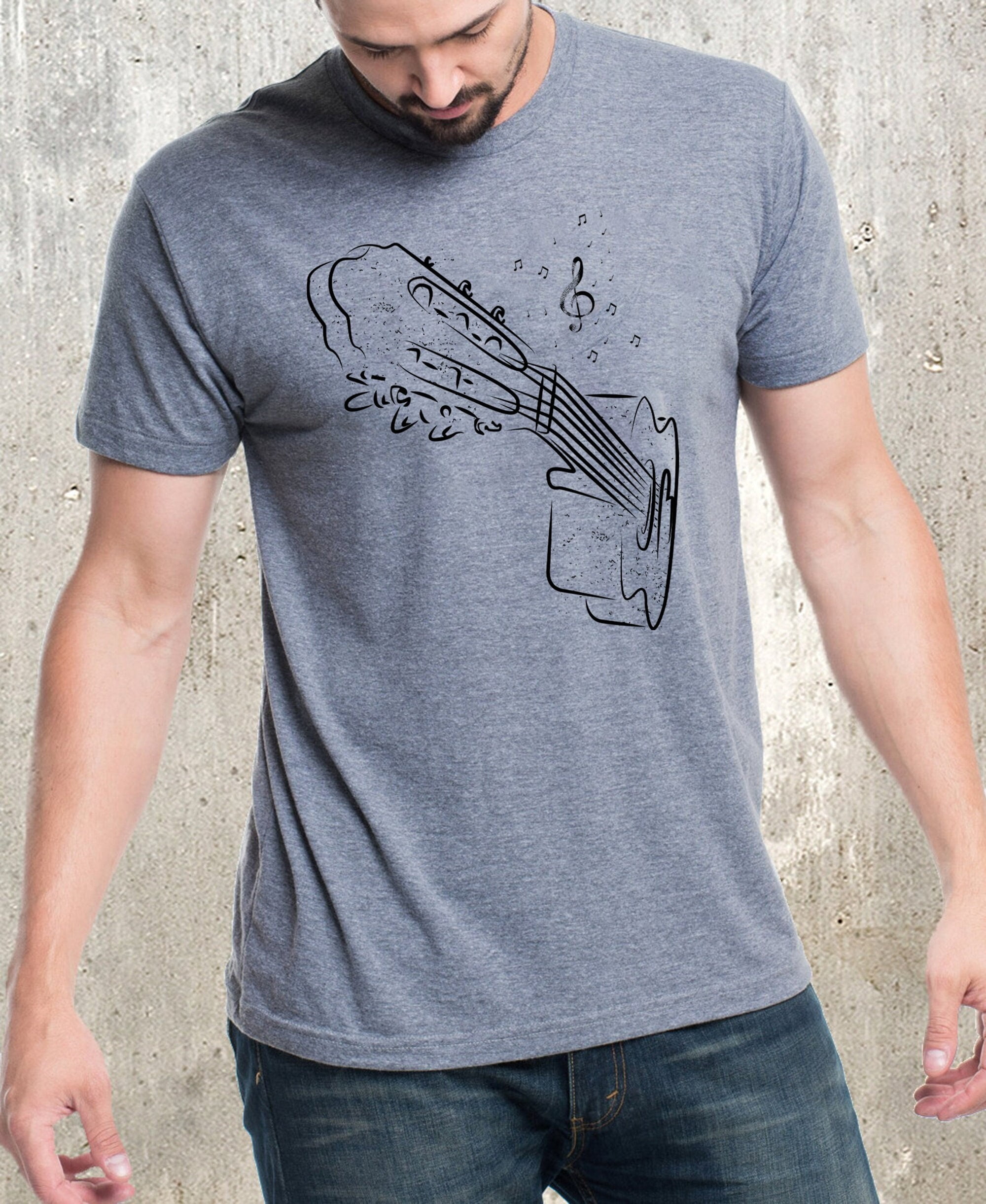 Acoustic Guitar T-Shirt, Musician Tee, Guitar Player Gift For Men, Cool ...