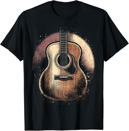 Acoustic Guitar Vintage Guitarist Cool Retro Music Graphic T-Shirt ...