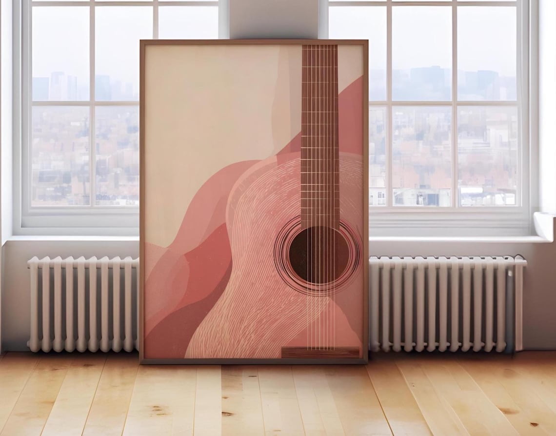 Acoustic Guitar Wall Art, Modern Music Poster, Acoustic Guitar Poster ...