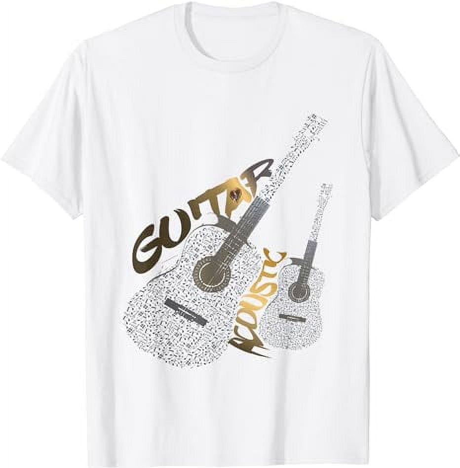 Acoustic Guitar with Music Notes, Musicians Guitar Design white T-Shirt ...