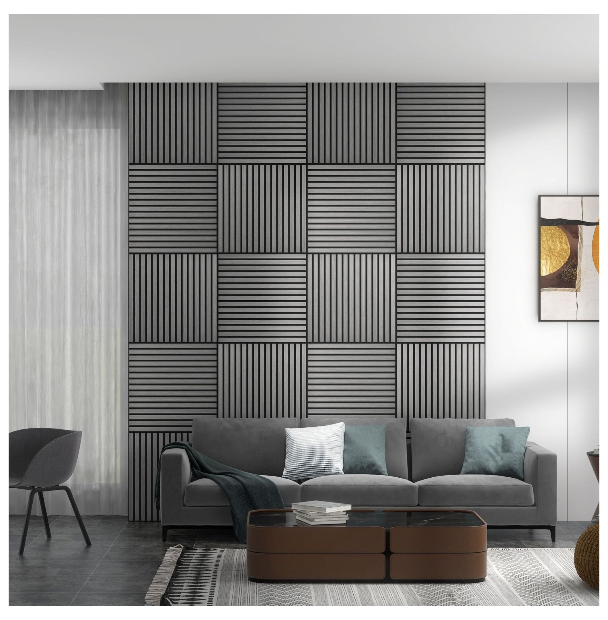 Acoustic Panels 24x24, Gray Wood Wall Panels 4-Pack, Sound Absorbing ...