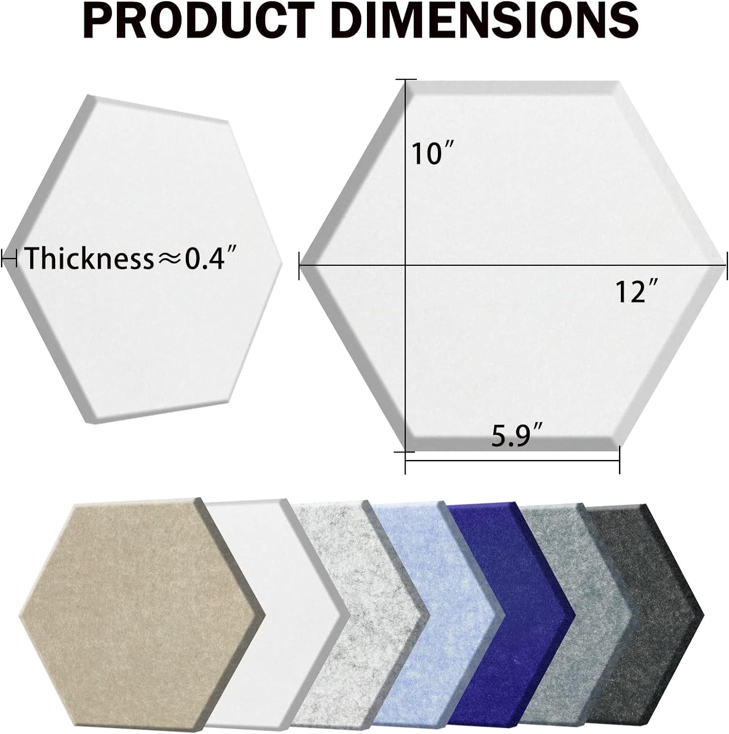 Acoustic Panels Hexagon -Adhesive, 12 Pack Soundproof Wall Padding, 12 ...