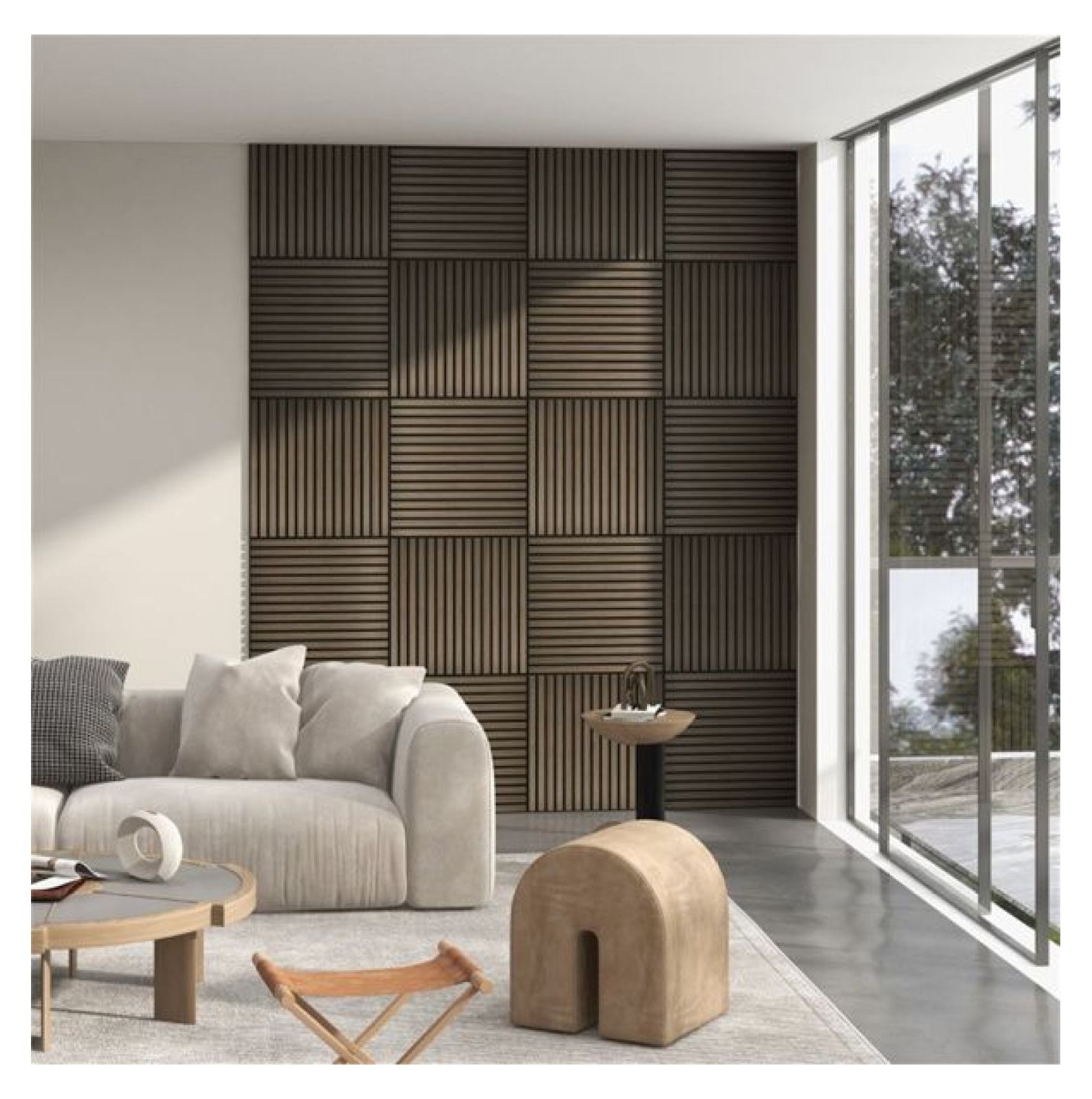 Acoustic Panels for Wall, 4PCS 24x24 Wood Wall Panels, Walnut Brown ...