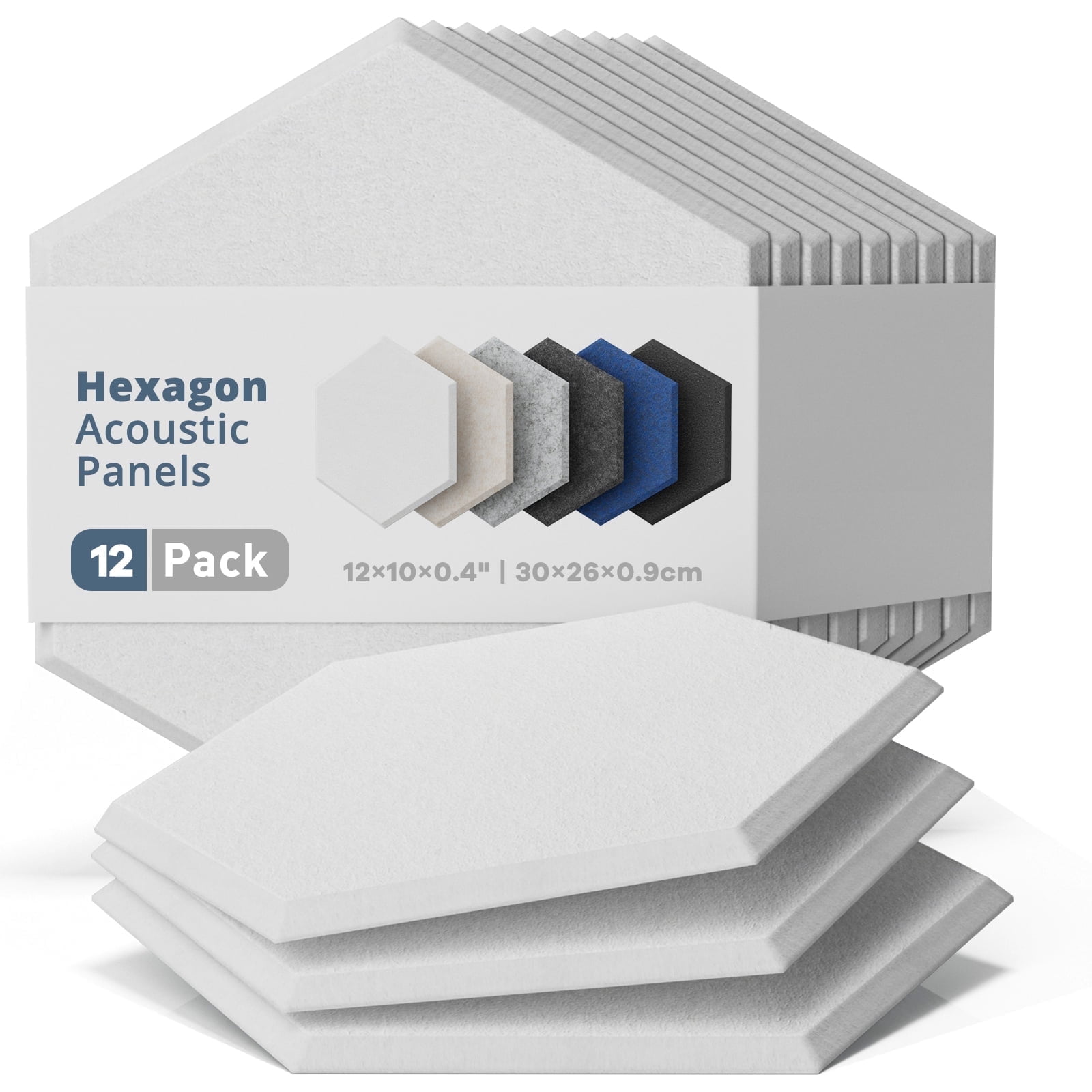 Kuchoow White Wall Panels Hexagon Acoustic Panels,12 Pack High Density ...
