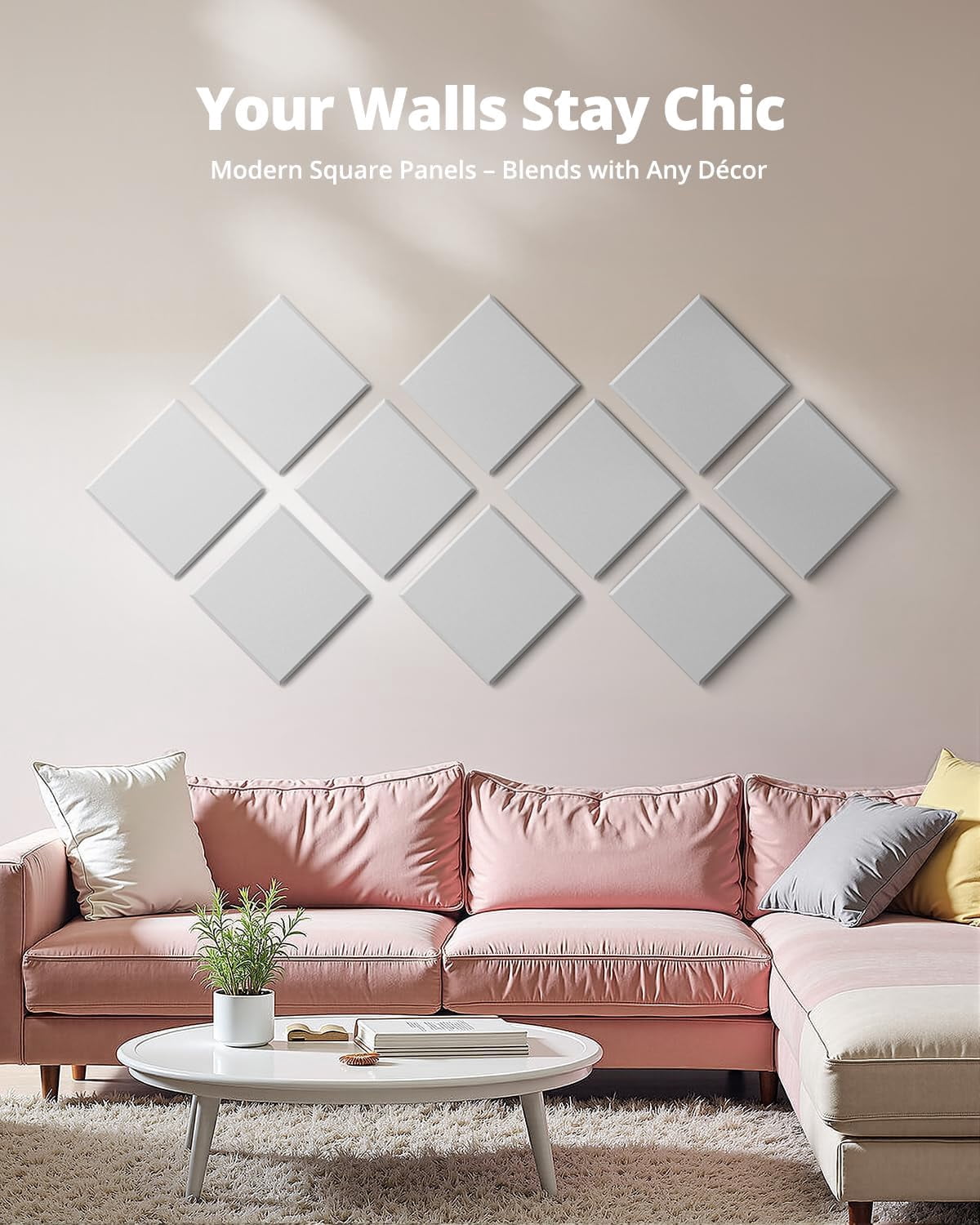Acoustic Soundproof Wall Panels, 12 Pack 12x12x0.4" White Square Tiles ...