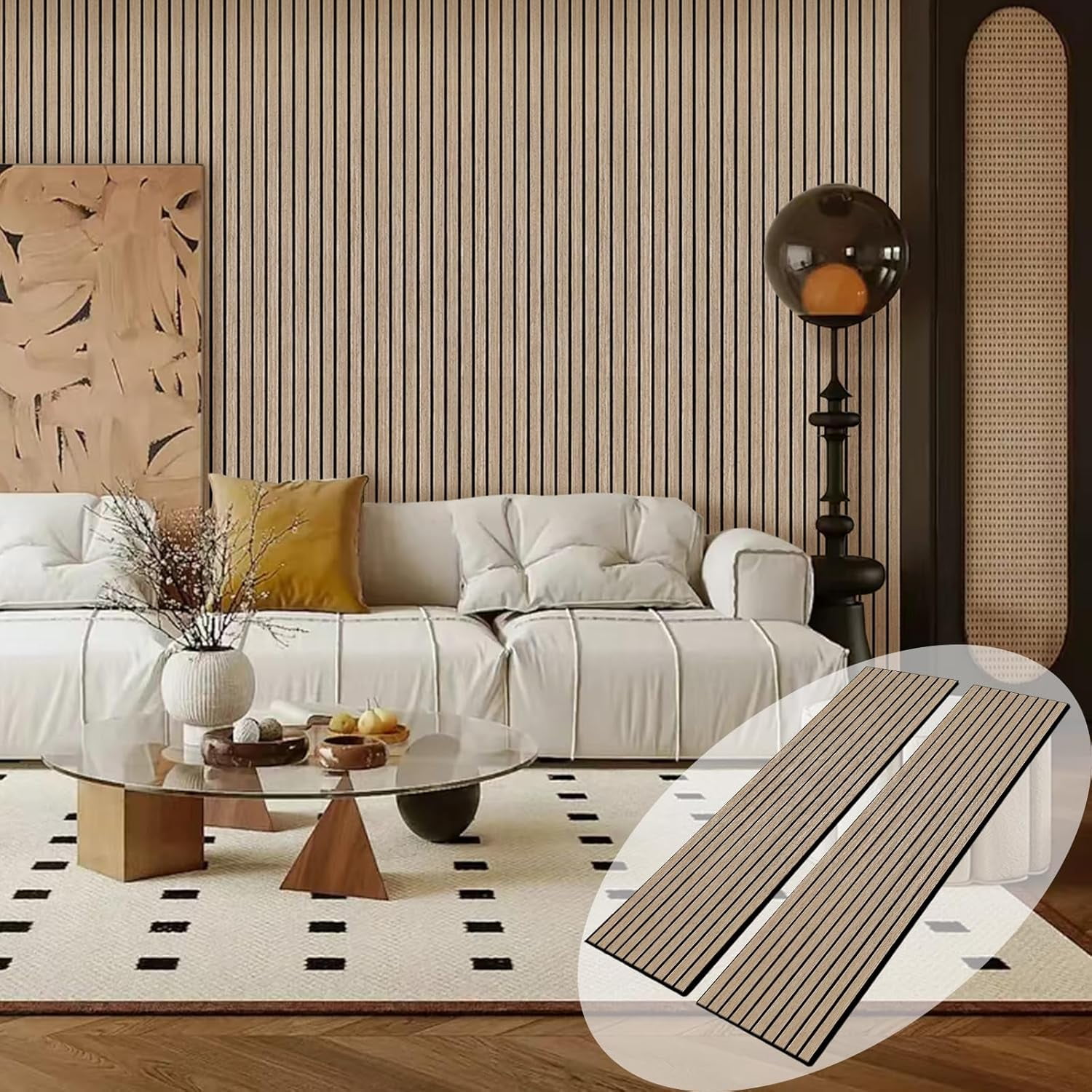 Acoustic Wood Wall Panels, 2 PCS Slat Wall Panels - Walnut Veneer ...