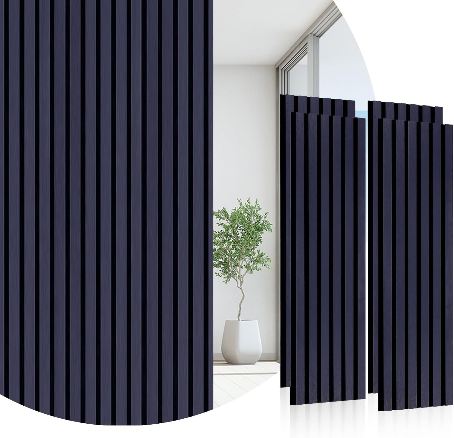 Acoustic Wood Wall Panels, 4 Pack 47 x 12.2 Inches Soundproof Wall ...