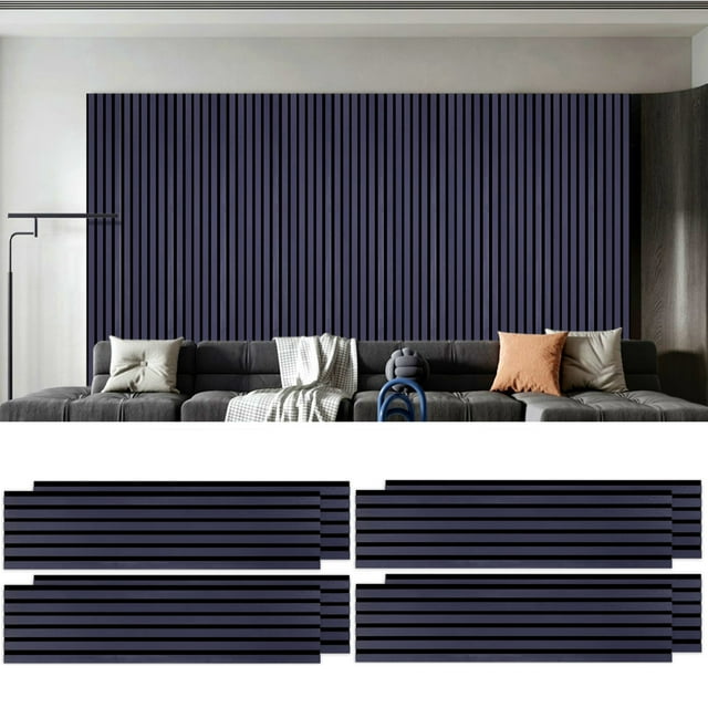 Acoustic Wood Wall Panels, 8 Pack 47.2”x 12.6”Natural Walnut Soundproof ...