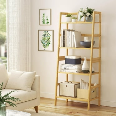 Homfa Bamboo Shelf 6 Tier, 63.4'' Free Standing Bookshelf Plant Flower ...