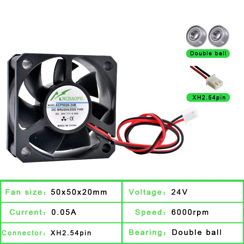 Acp5020 5cm 50mm fan 50x50x20mm dc5v 12v 24v 2pin cooling fan suitable ...