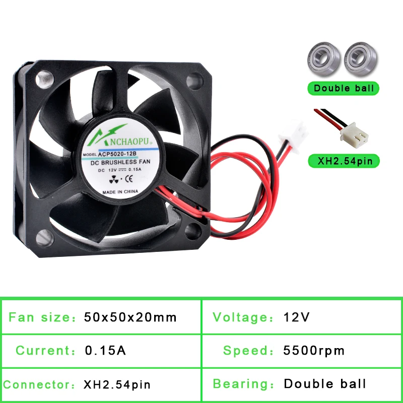 Acp5020 5cm 50mm fan 50x50x20mm dc5v 12v 24v 2pin cooling fan suitable for chassis power supply ...
