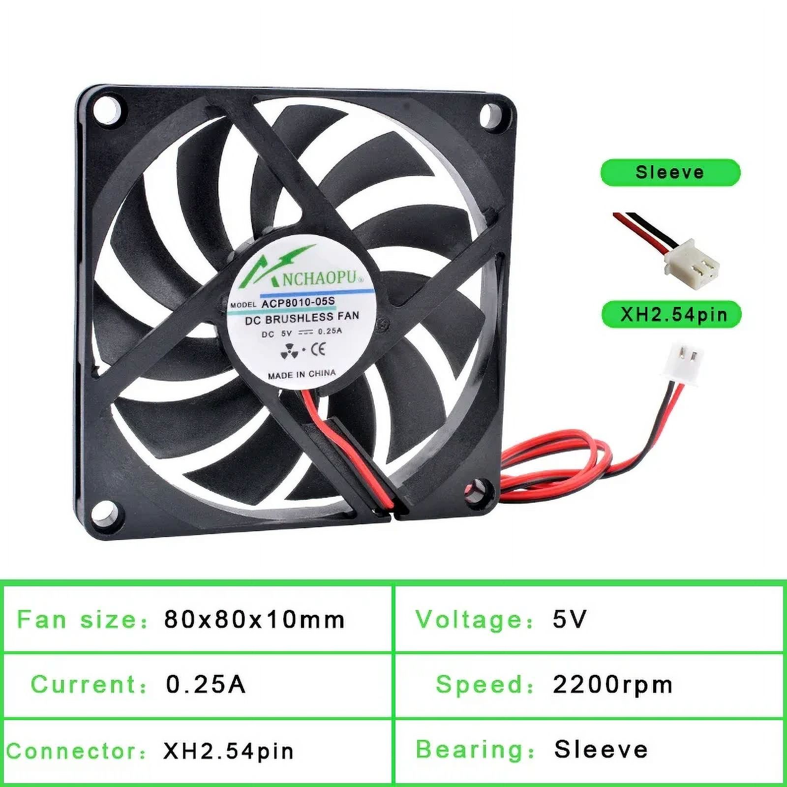 Acp8010 8cm 80mm fan 80x80x10mm dc5v 12v 24V 2 wires 2pin for chassis ...