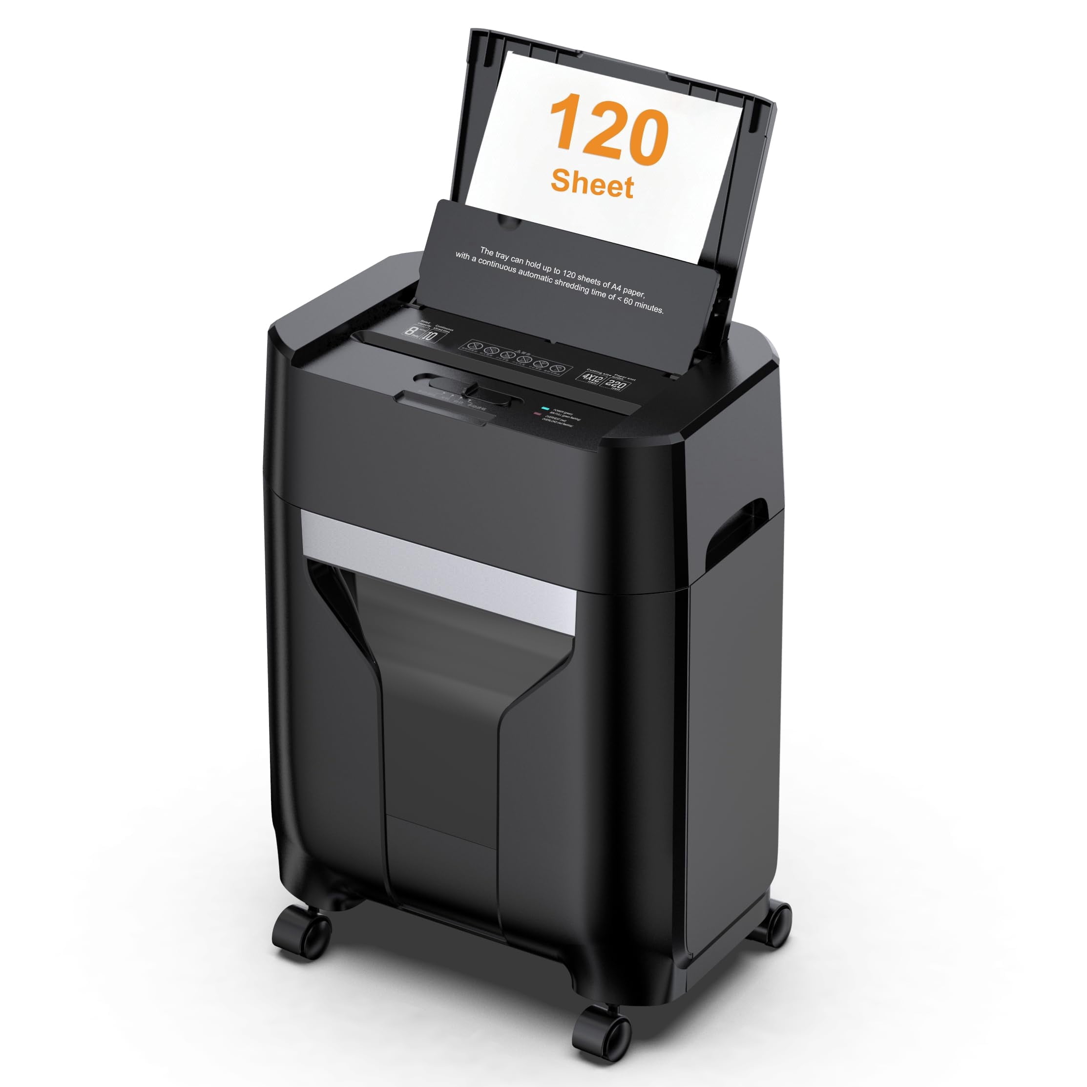 QUIETLEMON 120-Sheet Auto Feed Cross-Cut Paper Shredder Heavy Duty 8 ...