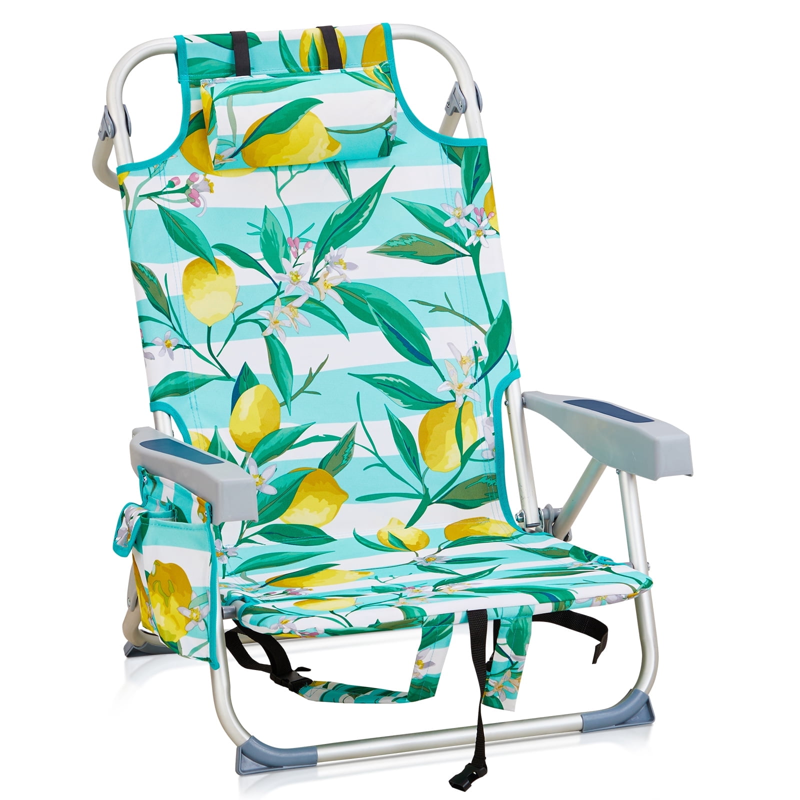 Acpouw Lemon Pattern Aluminum Beach Chair - 63x65x82cm Low-Height ...