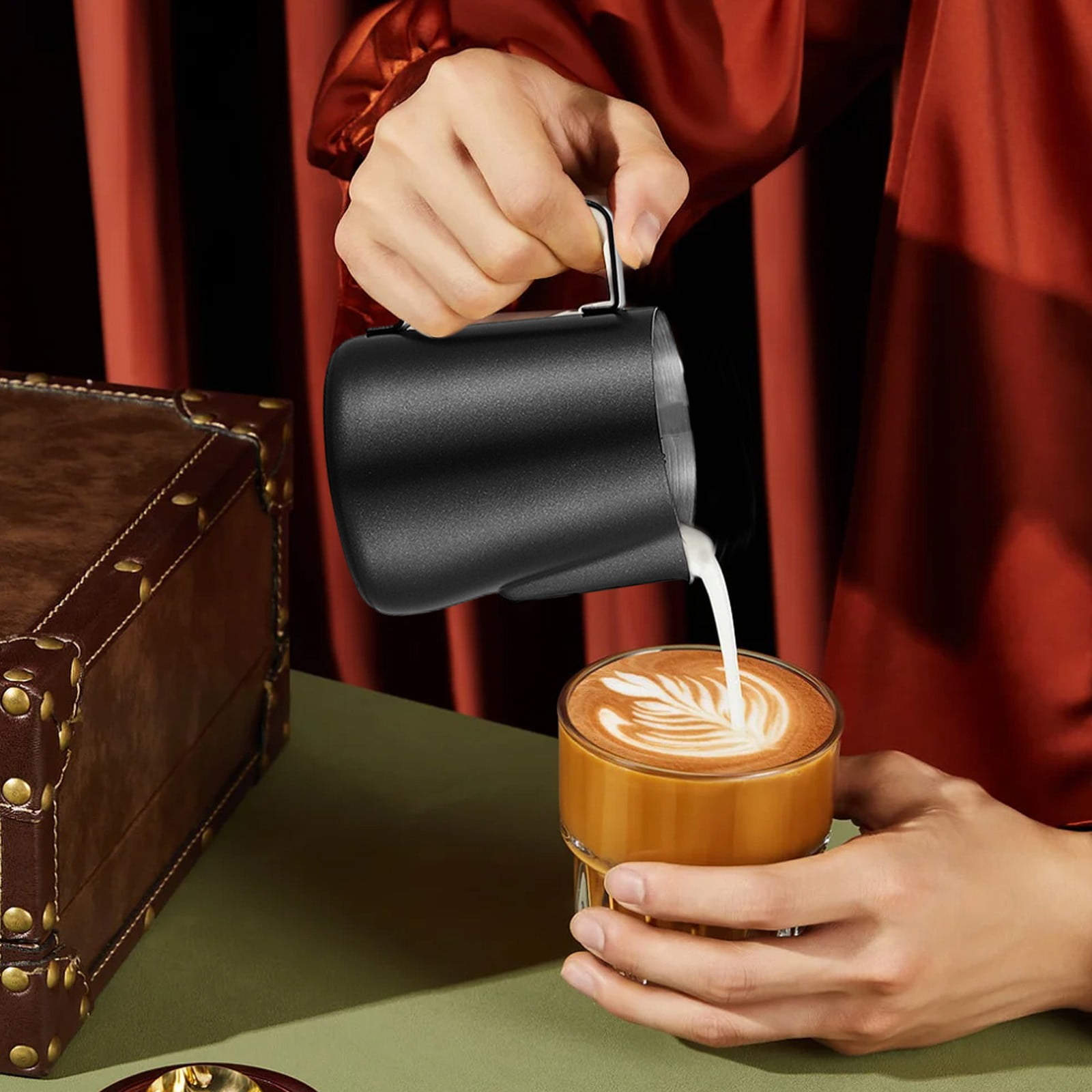 Acppild,Milk Frother Cup,Frothing Cup，350Ml Stainless Steel With ...