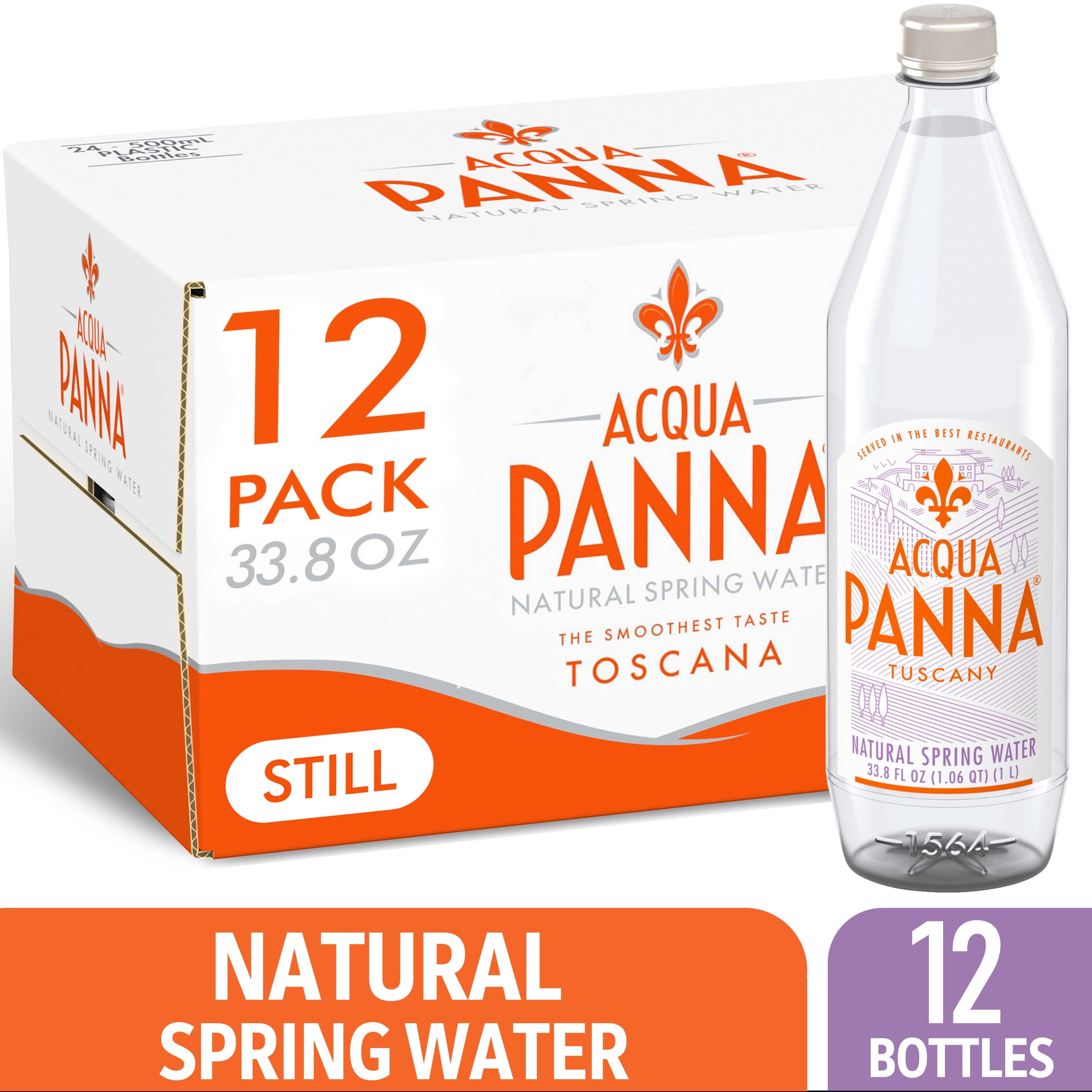 Acqua Panna Natural Spring Water, 405.6 fl oz, 12 Plastic Water Bottles ...