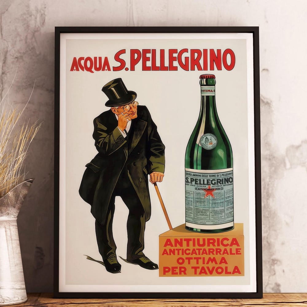 Acqua Pellegrino Vintage Food&Drink Poster - Bar Cart Decor - Cafe ...