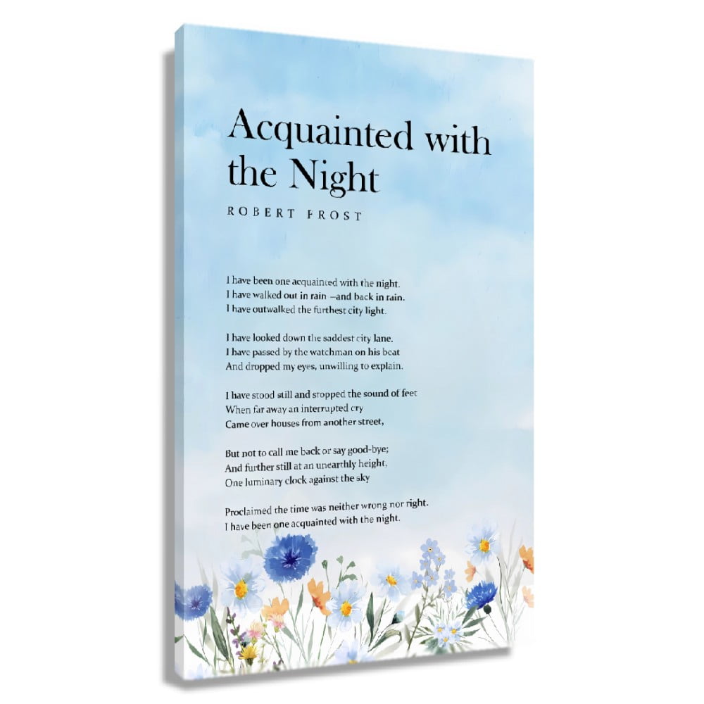 Acquainted With The Night Poem Canvas Wall Art, Literary Poster ...