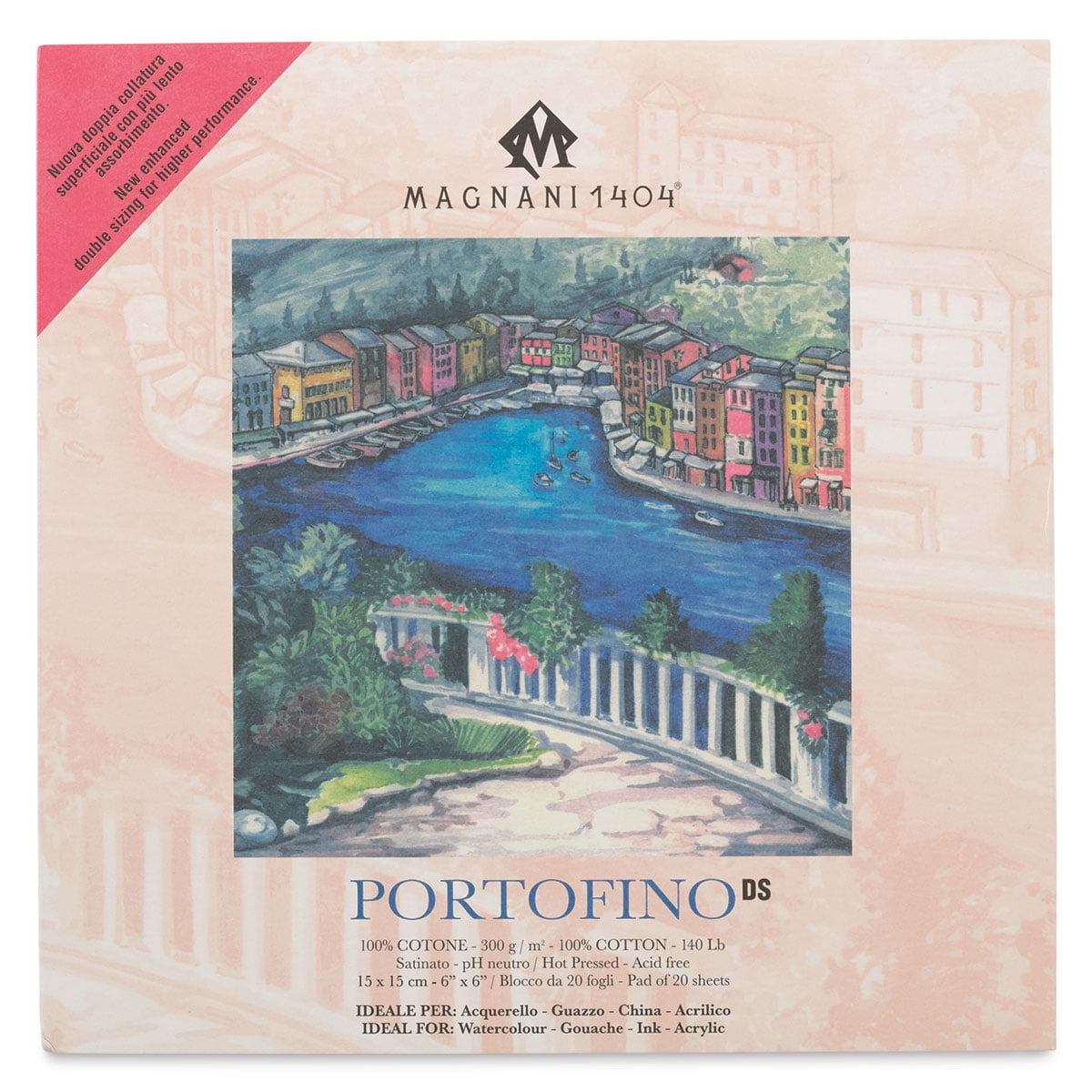 Acquerello Portofino Watercolor Pad - 6" x 6", Hot Press, 140 lb, 20 ...