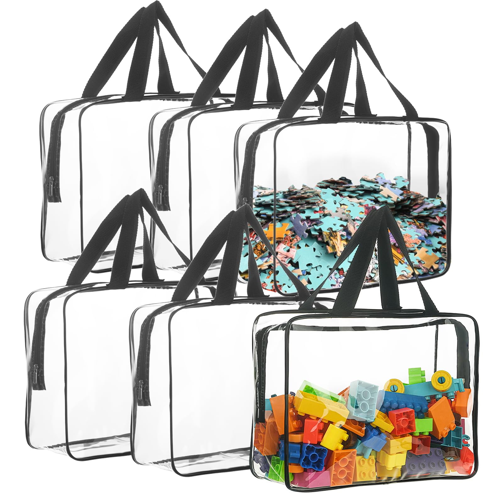 Acrebow 6 Packs Large STF9 Toy Storage Bags Clear PVC Organizing Bags ...