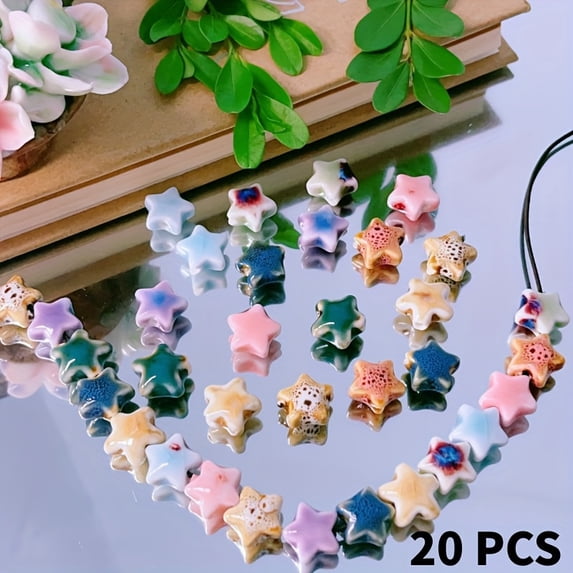 Acrijoy Star-Shaped Ceramic Beads, Assorted Colors for DIY Jewelry, 20 ...