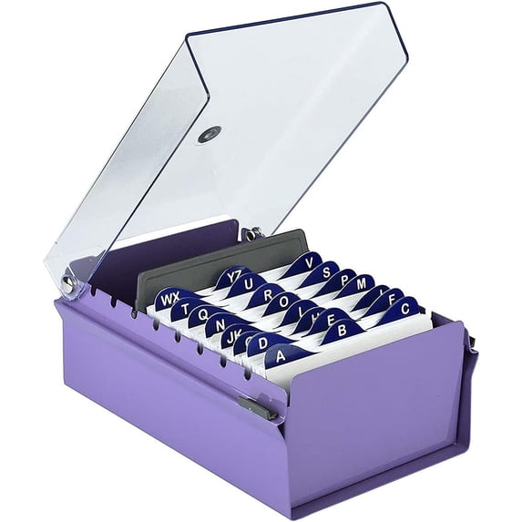 Acrimet, Card File Organizer Box, 3 x 5, Heavy Duty Steel Purple ...