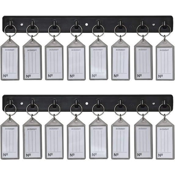 Acrimet Key Tag Rack w/ 8 Keyring Tags (Self-Adhesive Key Storage Rack ...