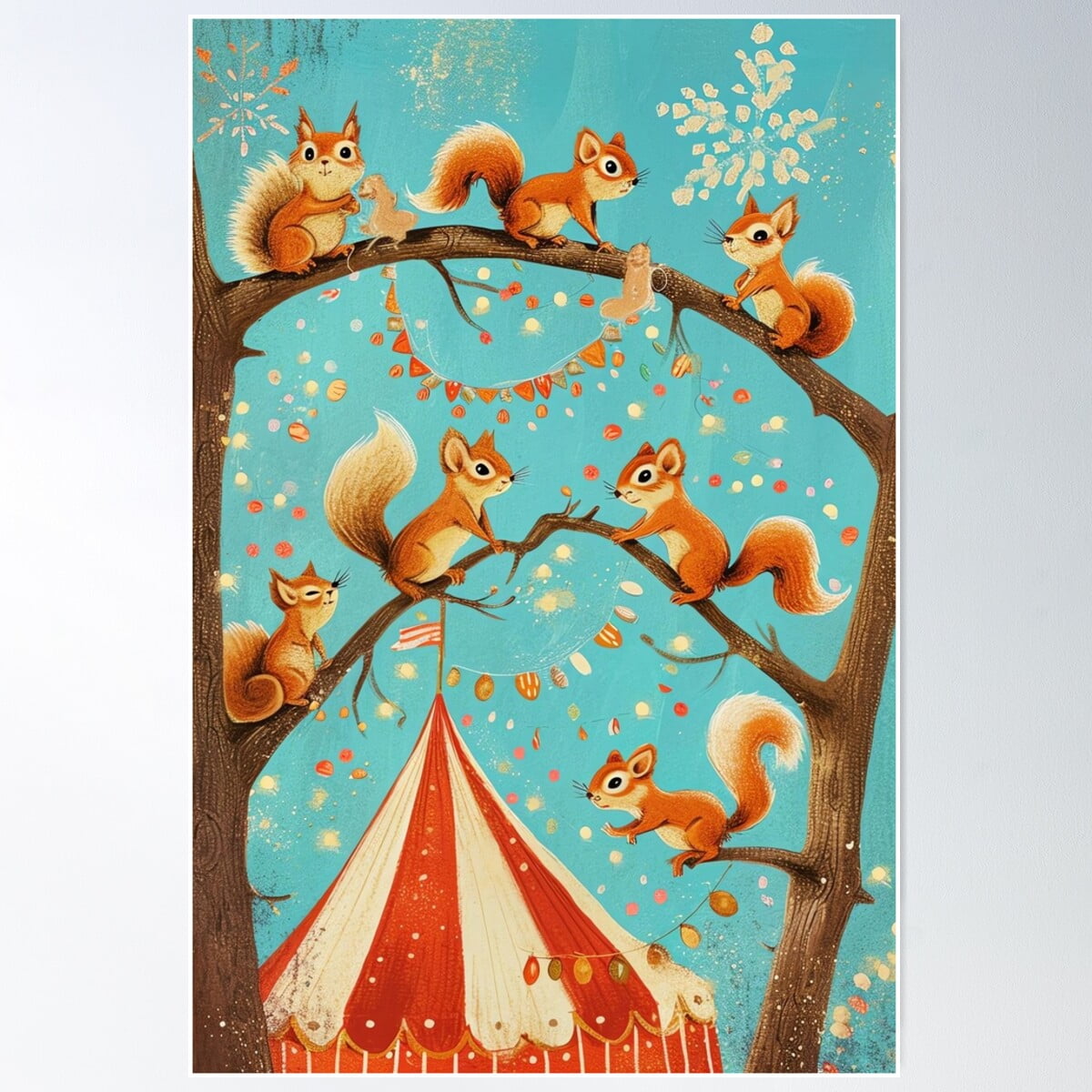 Acrobat Squirrel Circus Poster Wall Art, Modern Wall Decor For Living Room Bedroom, 16x24 ...
