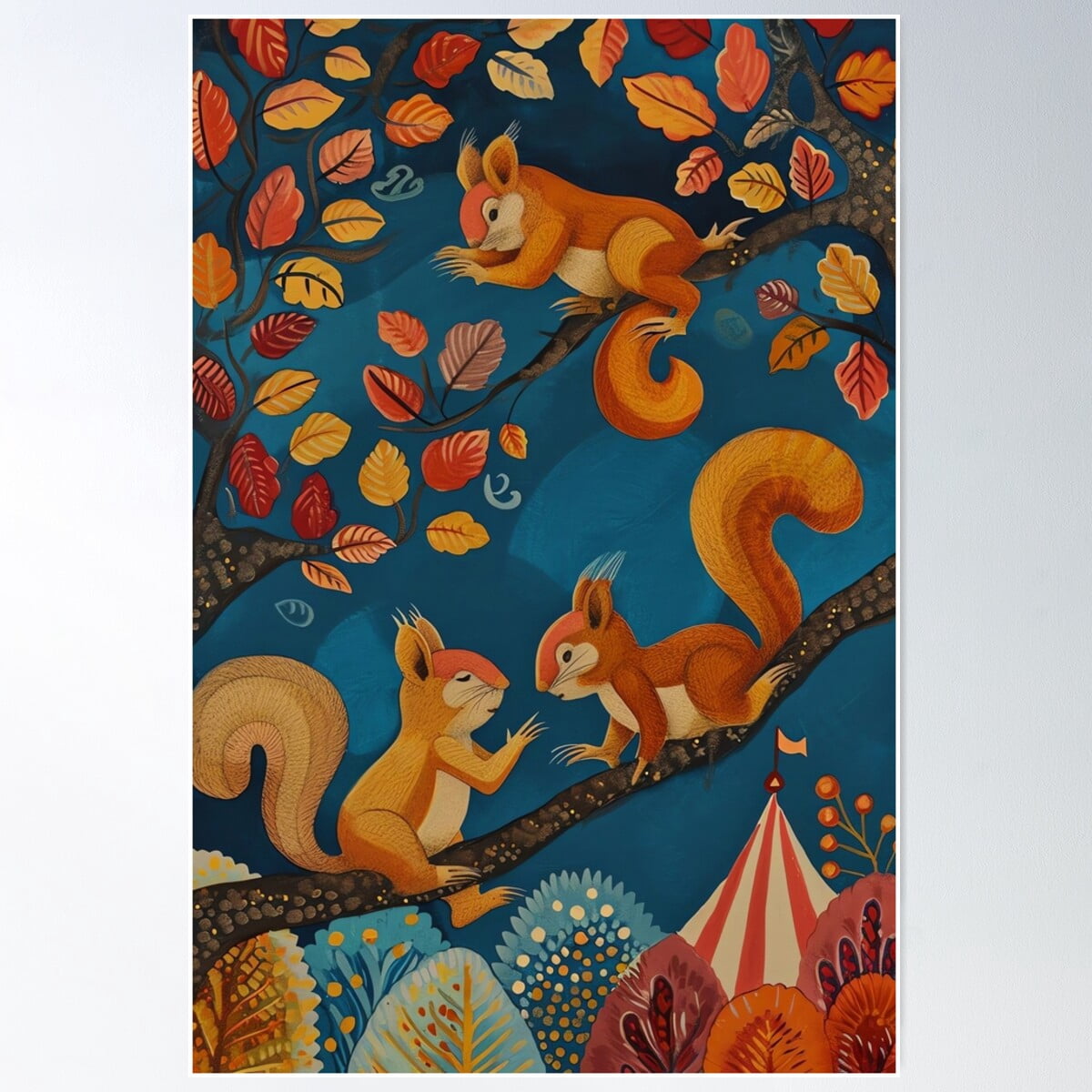 Acrobatic Squirrel Circus Poster Wall Art, Modern Wall Decor For Living ...
