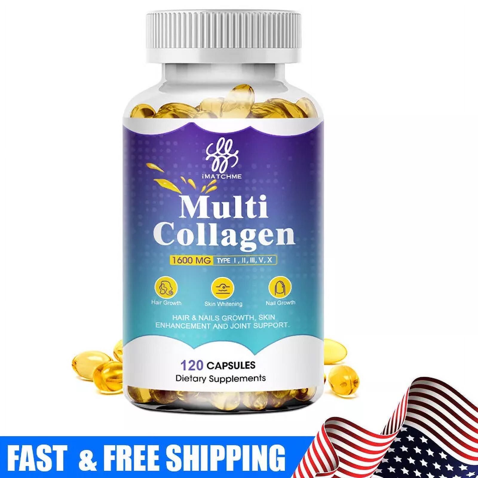 Acrolt Multi Collagen Peptides-120 Capsules-Type I,II,III,V,X Anti ...