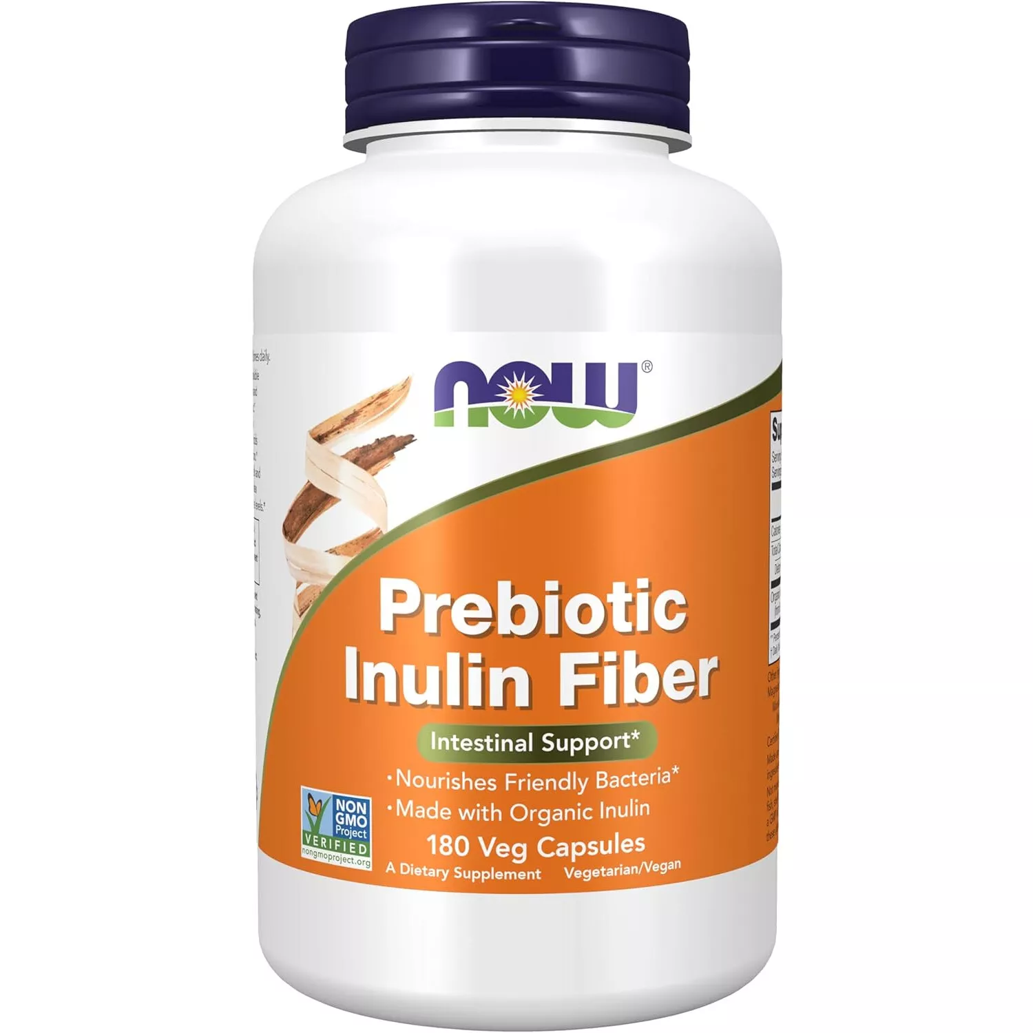 Acrolt NOW Prebiotic Inulin Fiber, Intestinal Support, 180 Veg Capsules ...