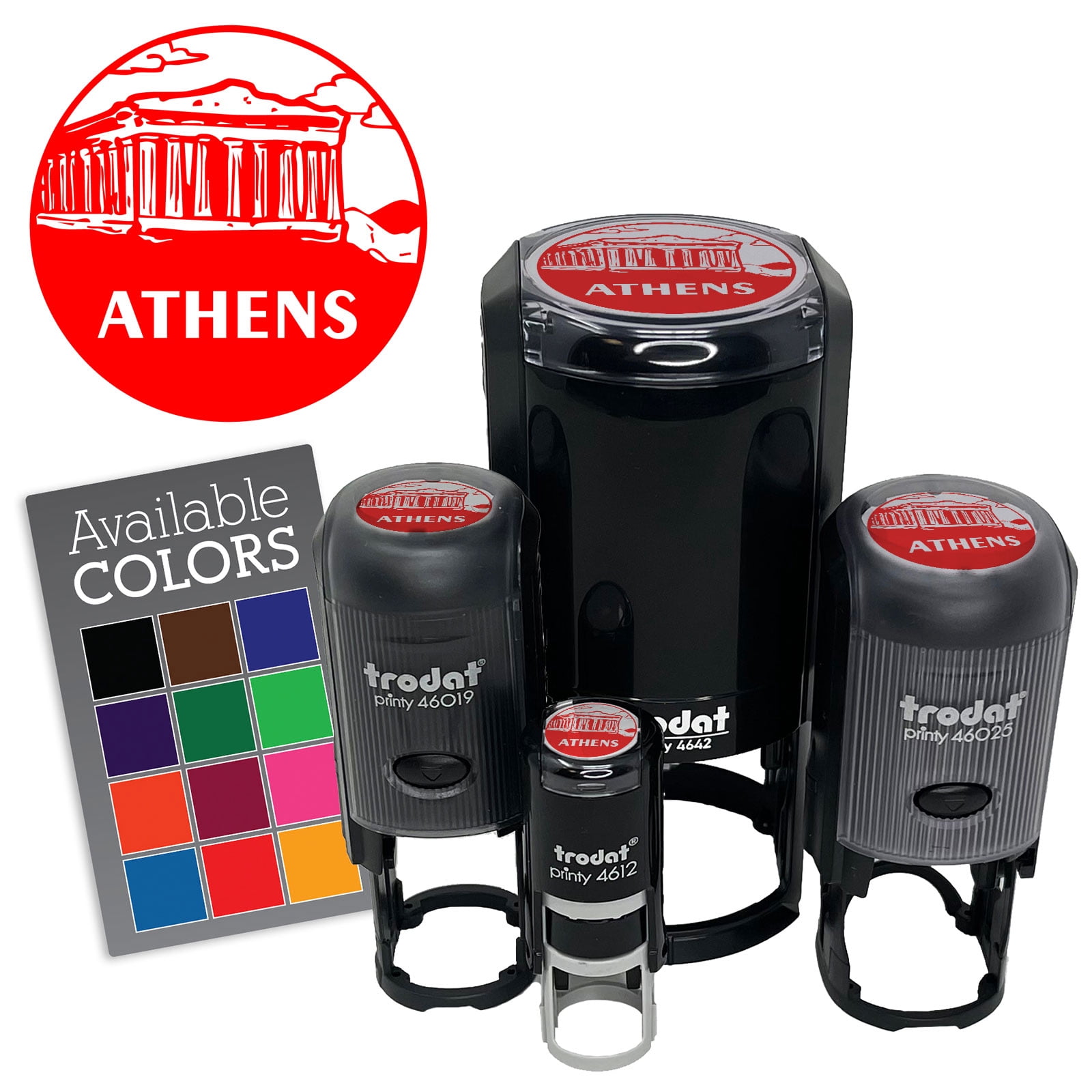 Acropolis Athens Greece Landmark Destination Circle Self-Inking Rubber ...