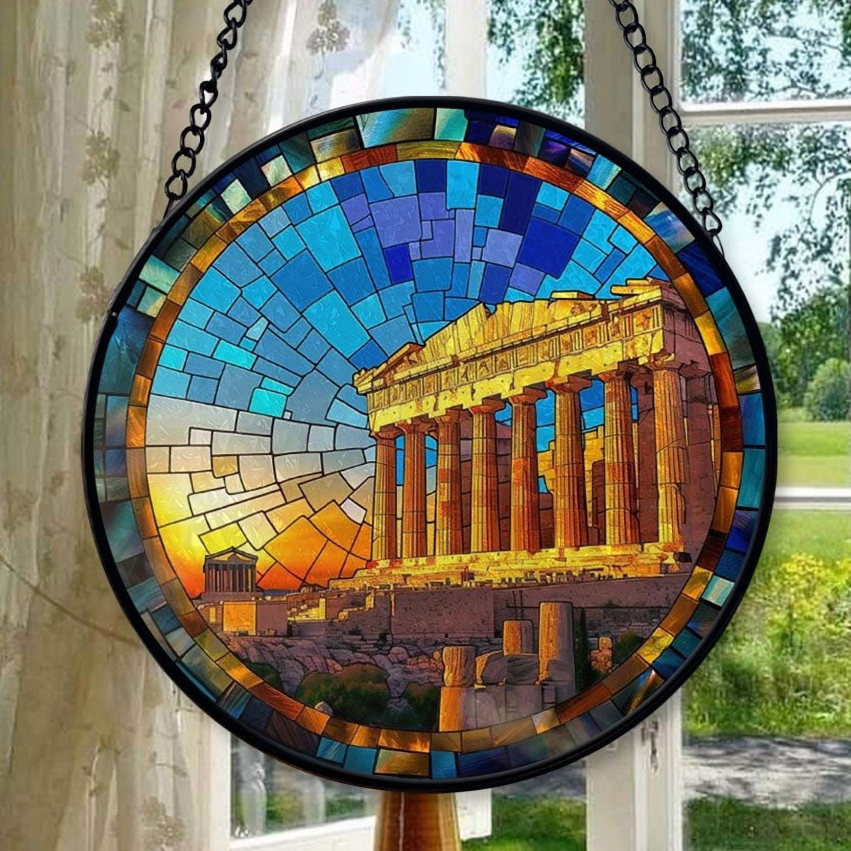The Acropolis - Athens, Greece: Stained Glass-Style Christmas Ornament ...