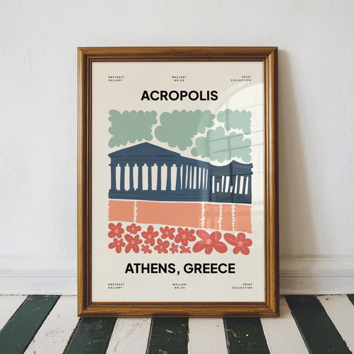 Acropolis Modern Travel Decor Boho Floral Greece Aesthetic Lover ...