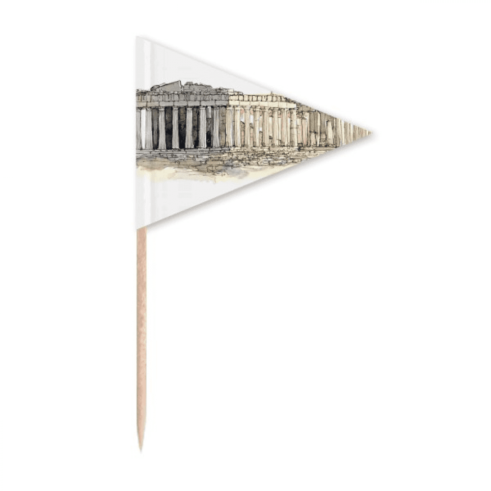 Acropolis of Athens of Greece Toothpick Triangle Cupcake Toppers Flag ...