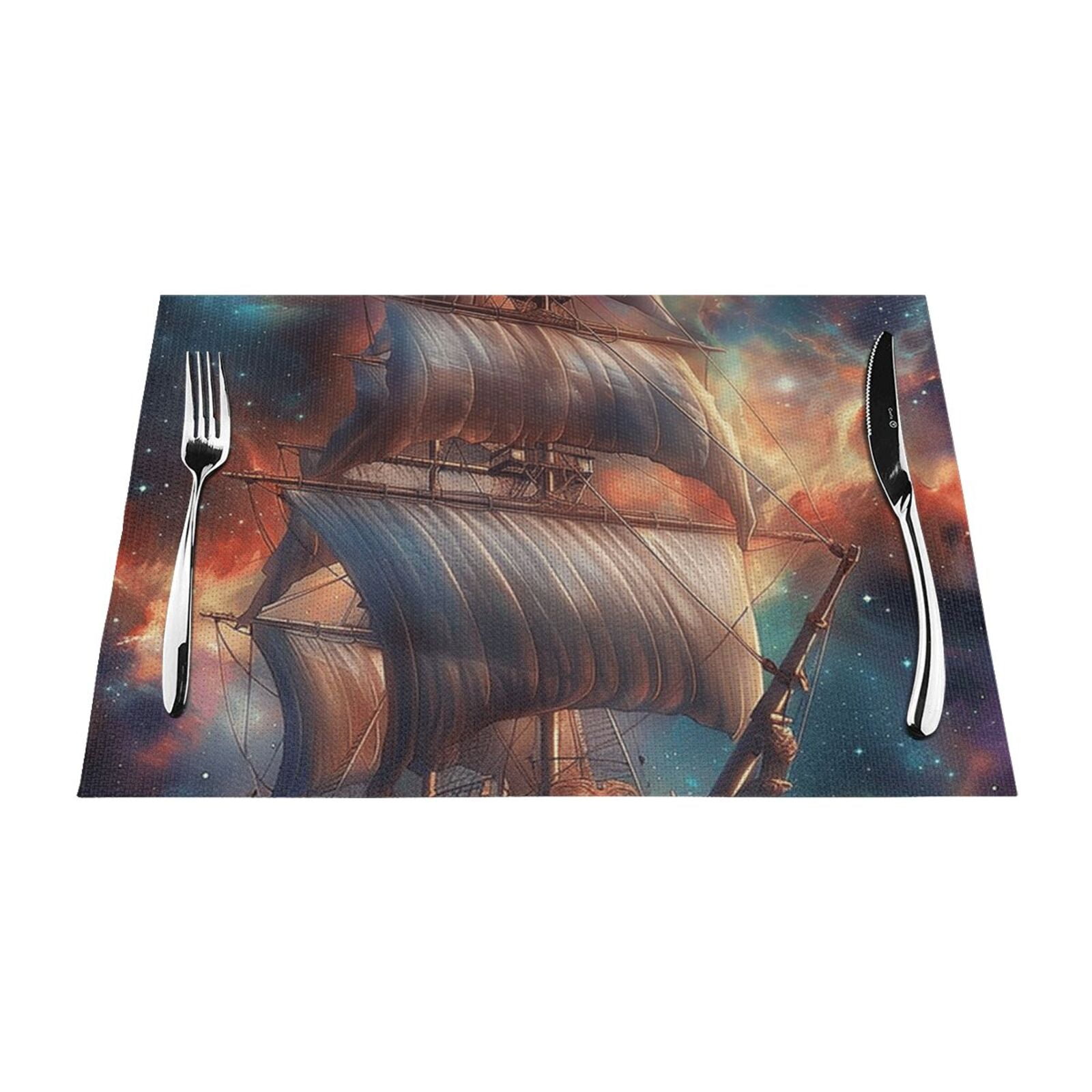 Across a mysterious cosmic ocean mat, heat-resistant dining table mat ...