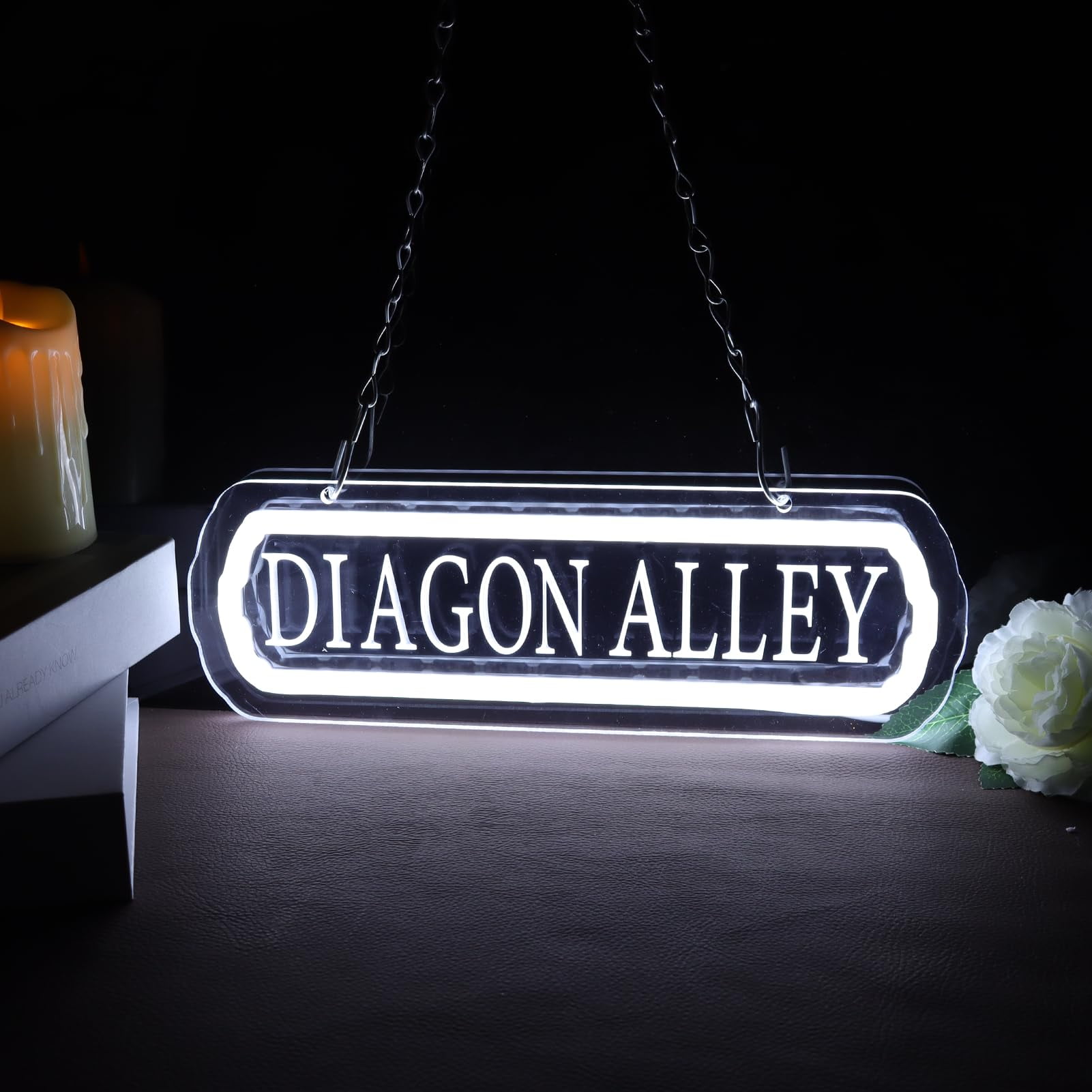 Acrossoce Magic Novels Neon Sign Light, Dia I gon Alley Sign Lights for Wall Decor, LED Neon Ha ...