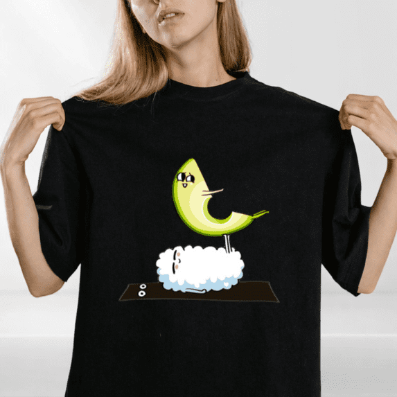 Acroyoga Avocado Nigiri Funny Sushi Fitness Graphic Cotton Tee Shirt ...