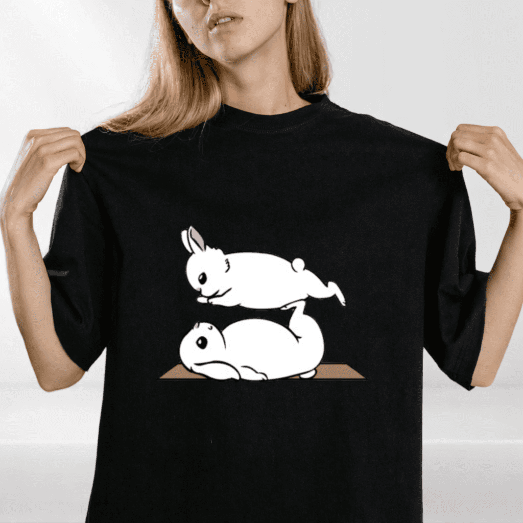 Acroyoga Bunnies Cute Rabbit Fitness Exercise Graphic Cotton Tee Shirt ...