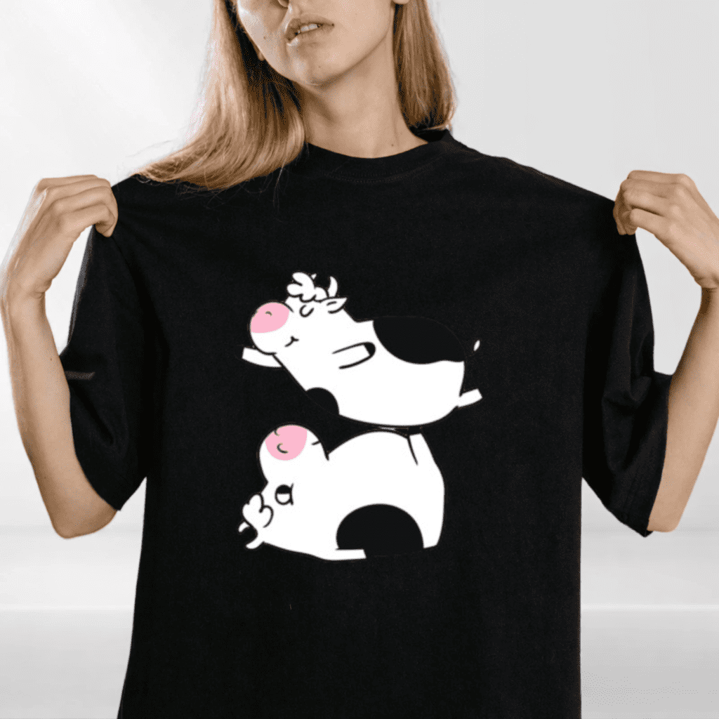 Acroyoga Cow Funny Farm Animal Fitness Exercise Graphic Cotton T Shirt ...