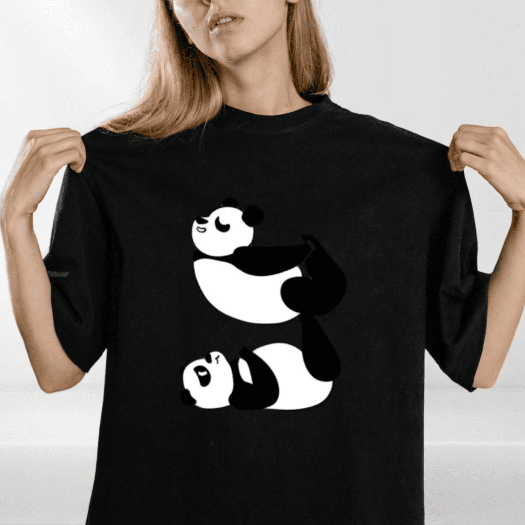 Acroyoga Panda Funny Wildlife Fitness Exercise Pose Graphic Cotton T ...