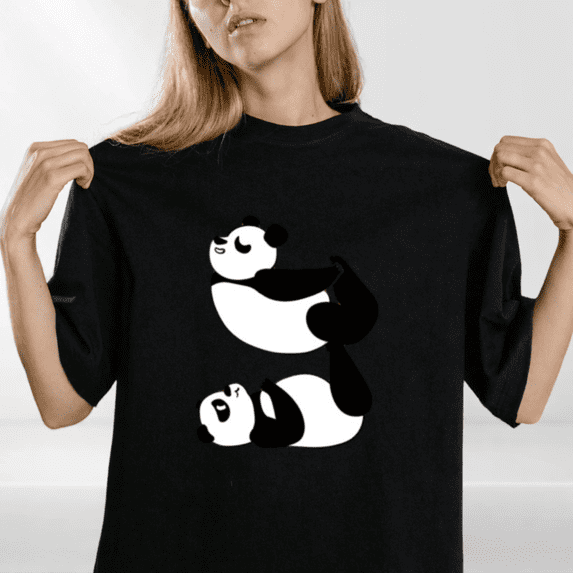 Acroyoga Panda Funny Wildlife Fitness Exercise Pose Graphic Cotton T ...
